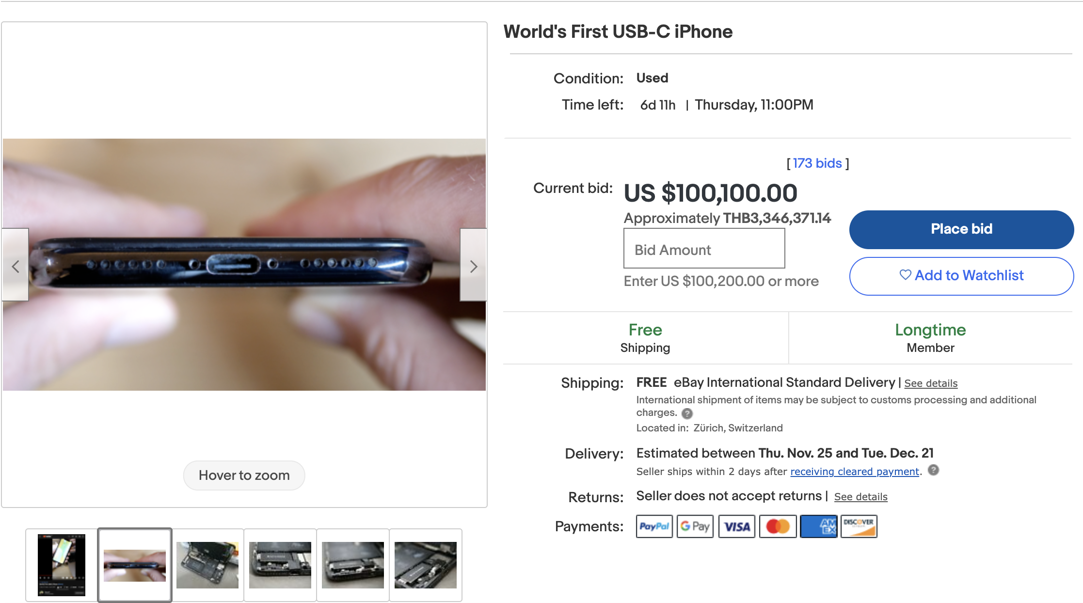 iPhone Type-C เครื่องแรกของโลกราคาประมูลสูงถึง 3.3 ล้านบาท – Dailygizmo