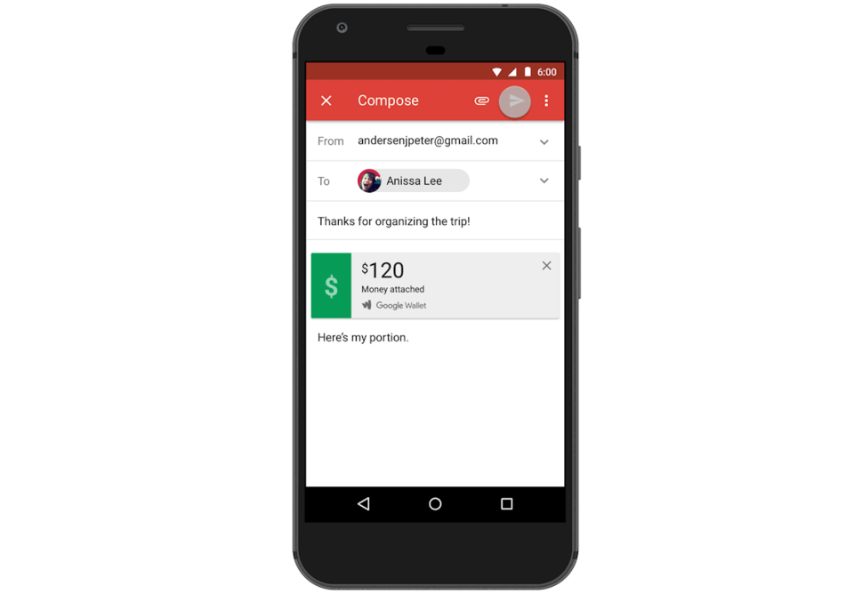 Gmail เปิดบริการส่งเงินผ่านอีเมล์บน Android ได้แล้ว – Dailygizmo