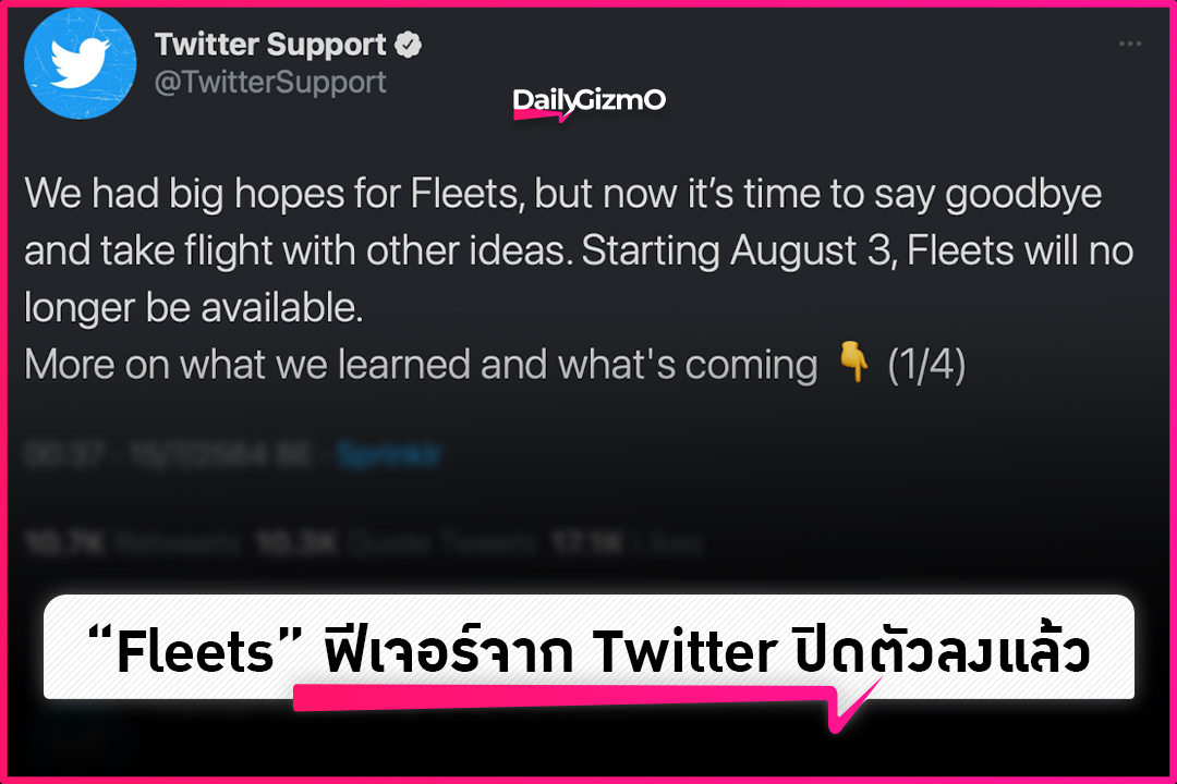 ฟีเจอร์ดังก็ใช่ว่าจะไปรอด “Fleets” จาก Twitter ปิดตัวลงแล้ว! – Dailygizmo